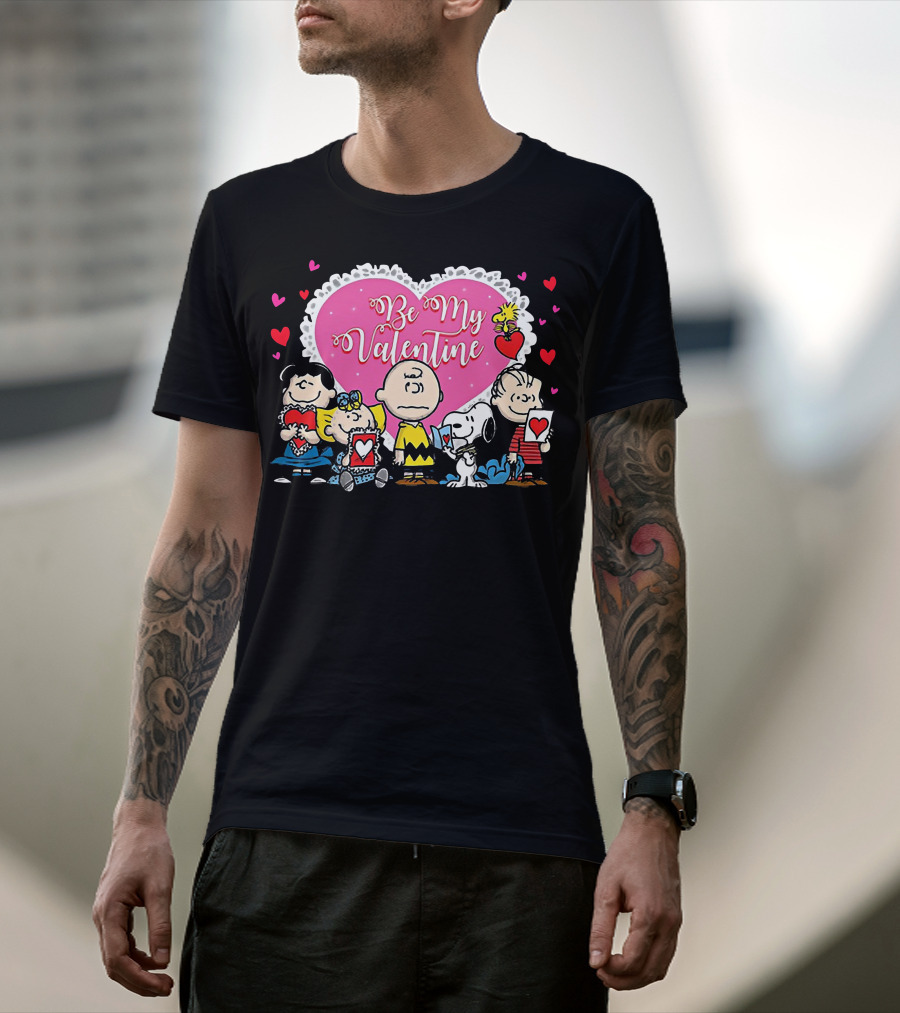 Peanuts Be My Valentine Heart And Characters T-Shirt