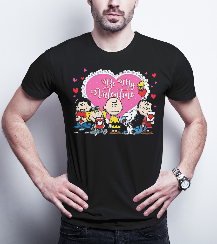 Peanuts Be My Valentine Heart And Characters T-Shirt