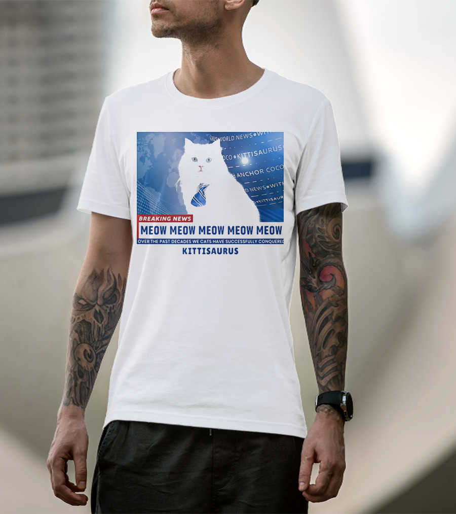 Breaking News Kittisaurus World News Anchor Coco Meow Meow Meow T-Shirt