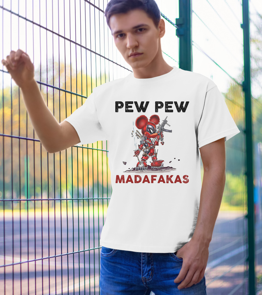 Pew Pew Madafakas Mickey Deadpool Mashup T-Shirt