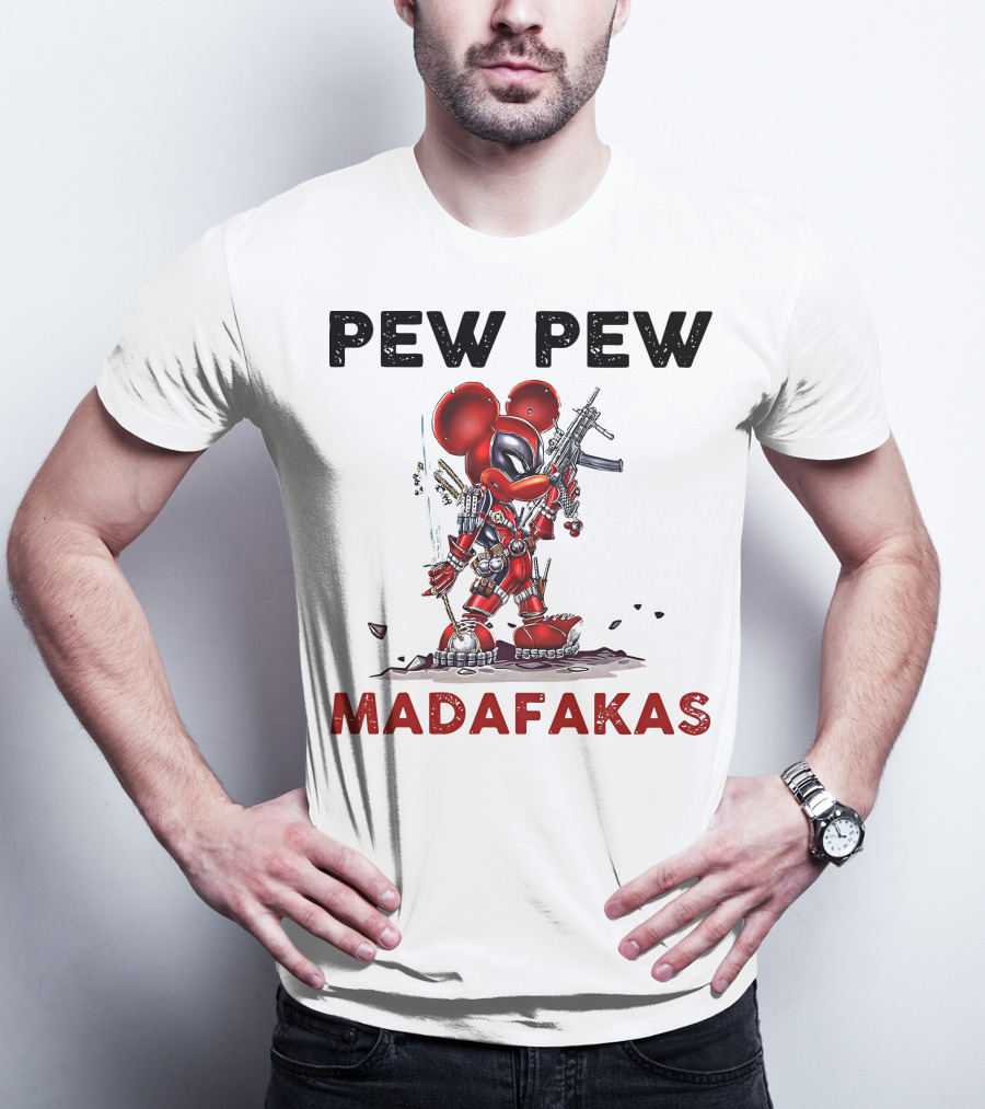 Pew Pew Madafakas Mickey Deadpool Mashup T-Shirt