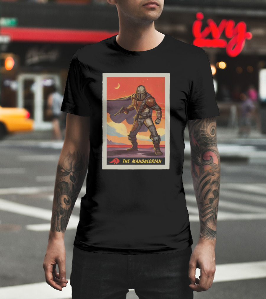 The Mandalorian Vintage Sunset Adventure Scene T-Shirt