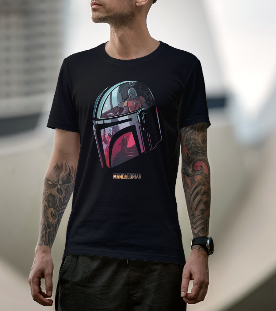 The Mandalorian Helmet Reflection Scene T-Shirt