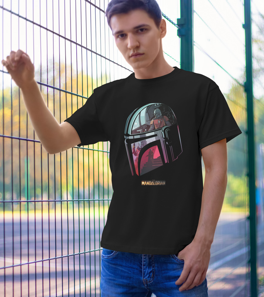 The Mandalorian Helmet Reflection Scene T-Shirt