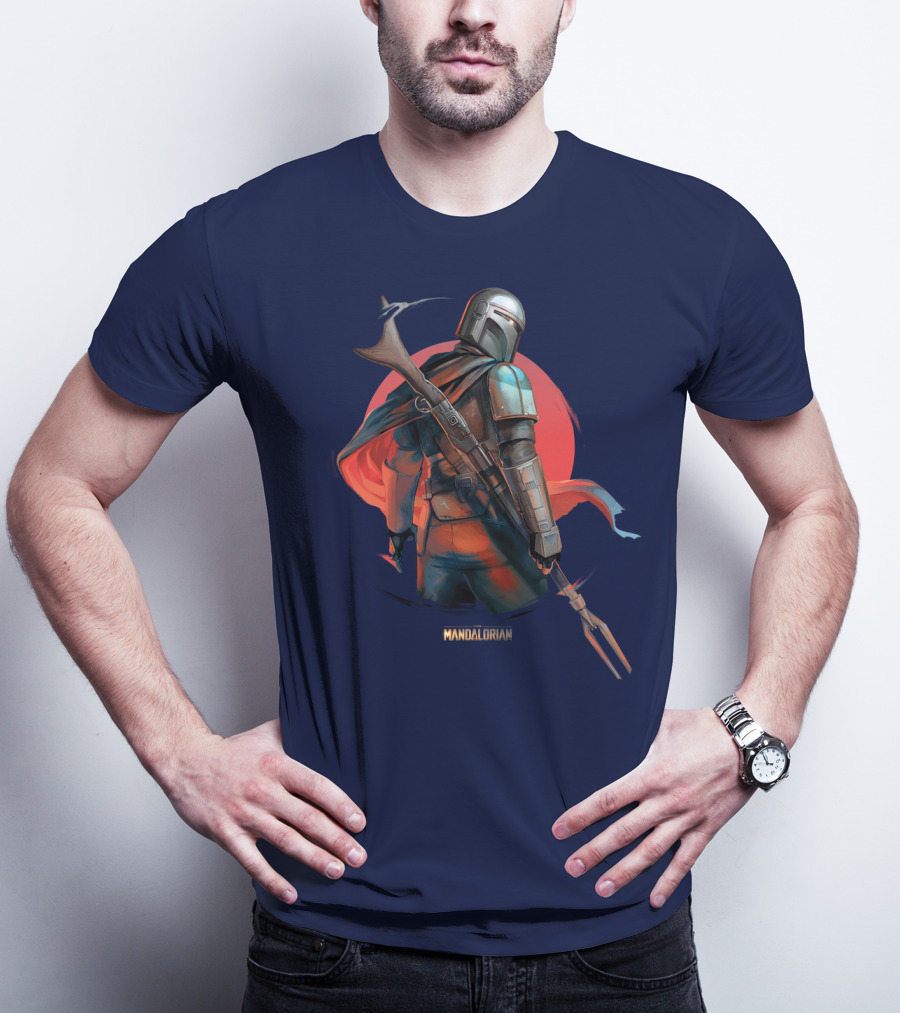 Mandalorian Warrior In Front Of Red Sun T-Shirt
