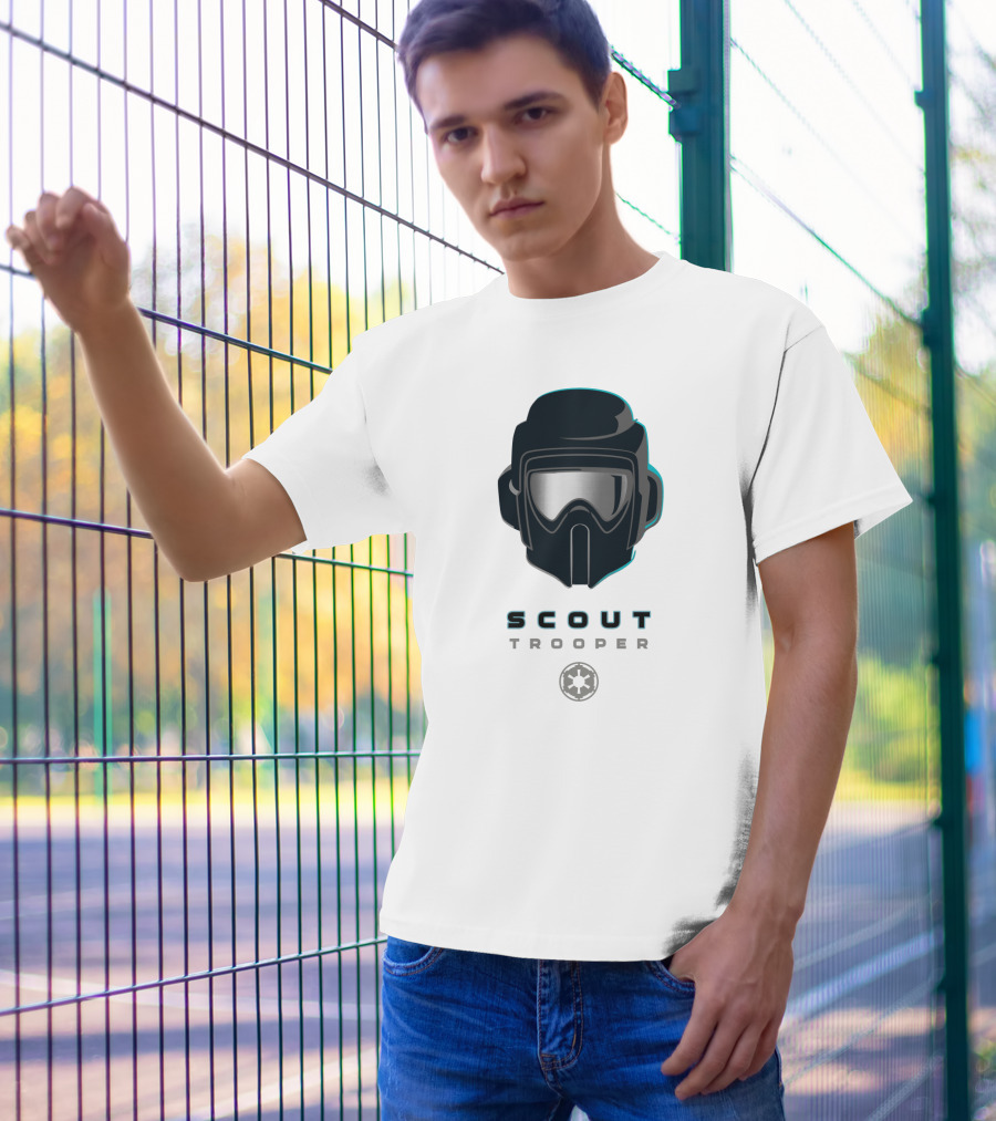 Scout Trooper Helmet With Galactic Empire Emblem T-Shirt