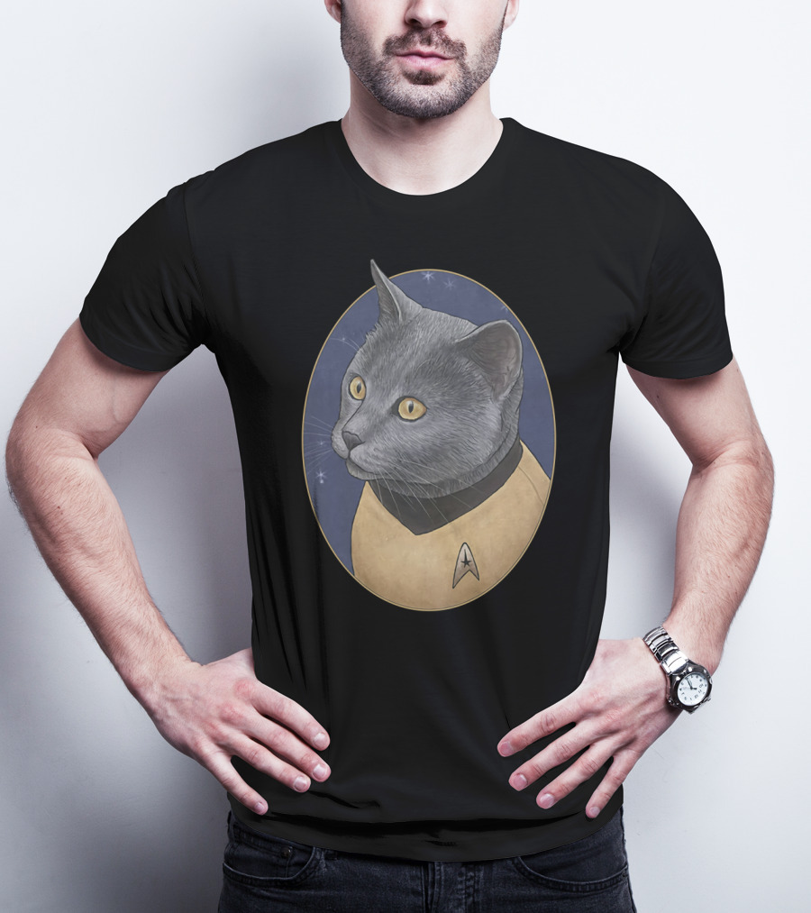 Star Trek Chekov Cat In Starfleet Uniform With Delta Badge T-Shirt