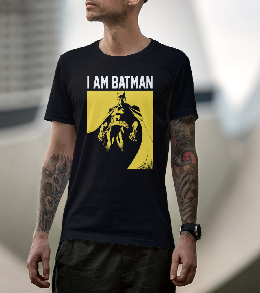 I Am Batman Yellow Black Bold Shadow T-Shirt