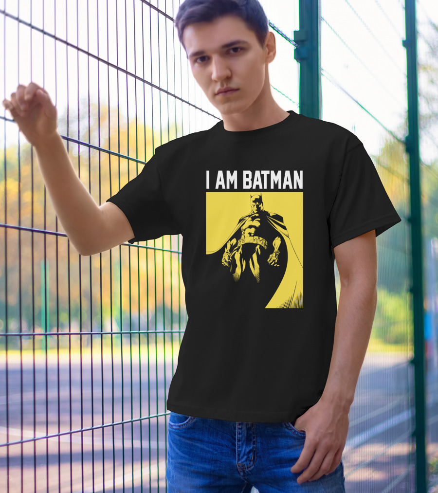 I Am Batman Yellow Black Bold Shadow T-Shirt