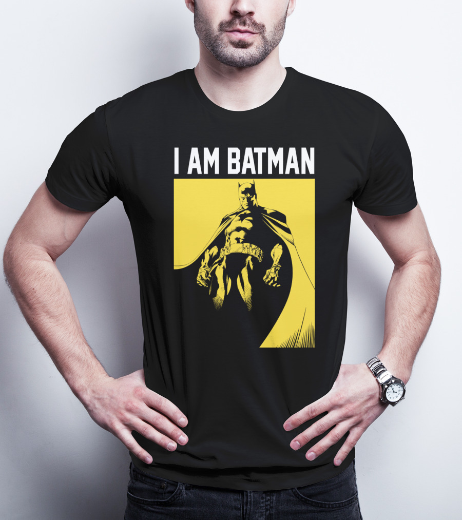 I Am Batman Yellow Black Bold Shadow T-Shirt