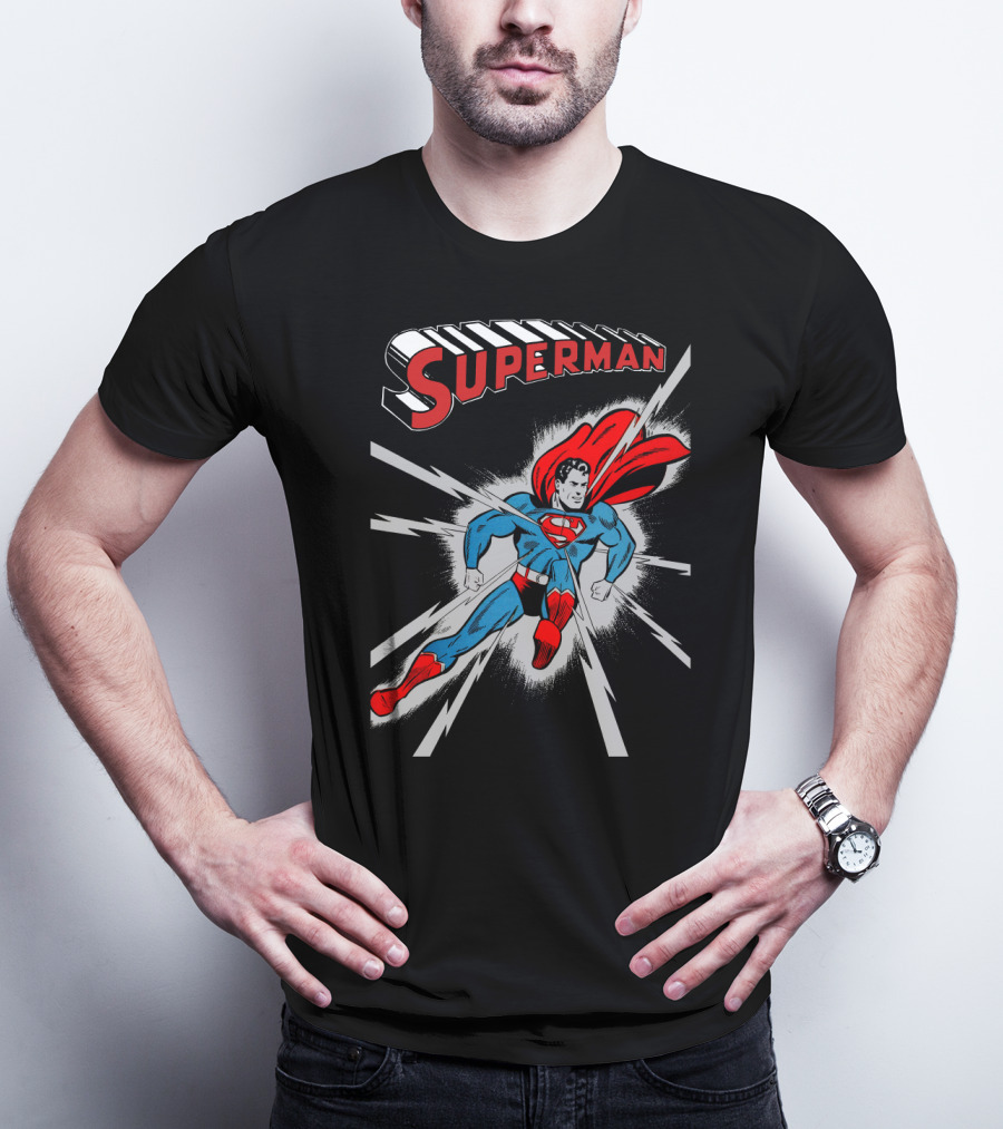 Superman Classic Comic Book Style Cover With Iconic Red And Blue Suit And Cape T-Shirt