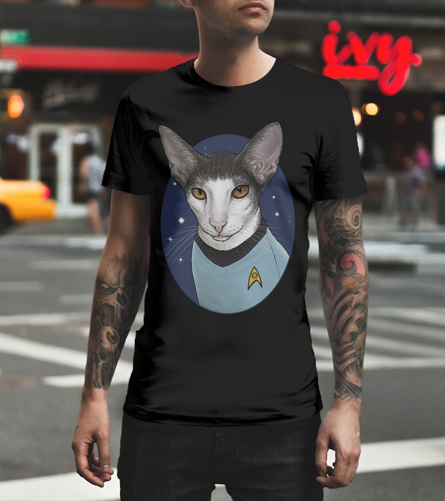 Star Trek Spock Cat With Starfleet Uniform And Vulcan Ears T-Shirt