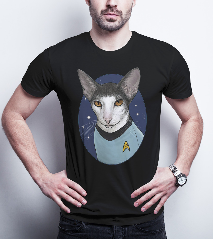 Star Trek Spock Cat With Starfleet Uniform And Vulcan Ears T-Shirt