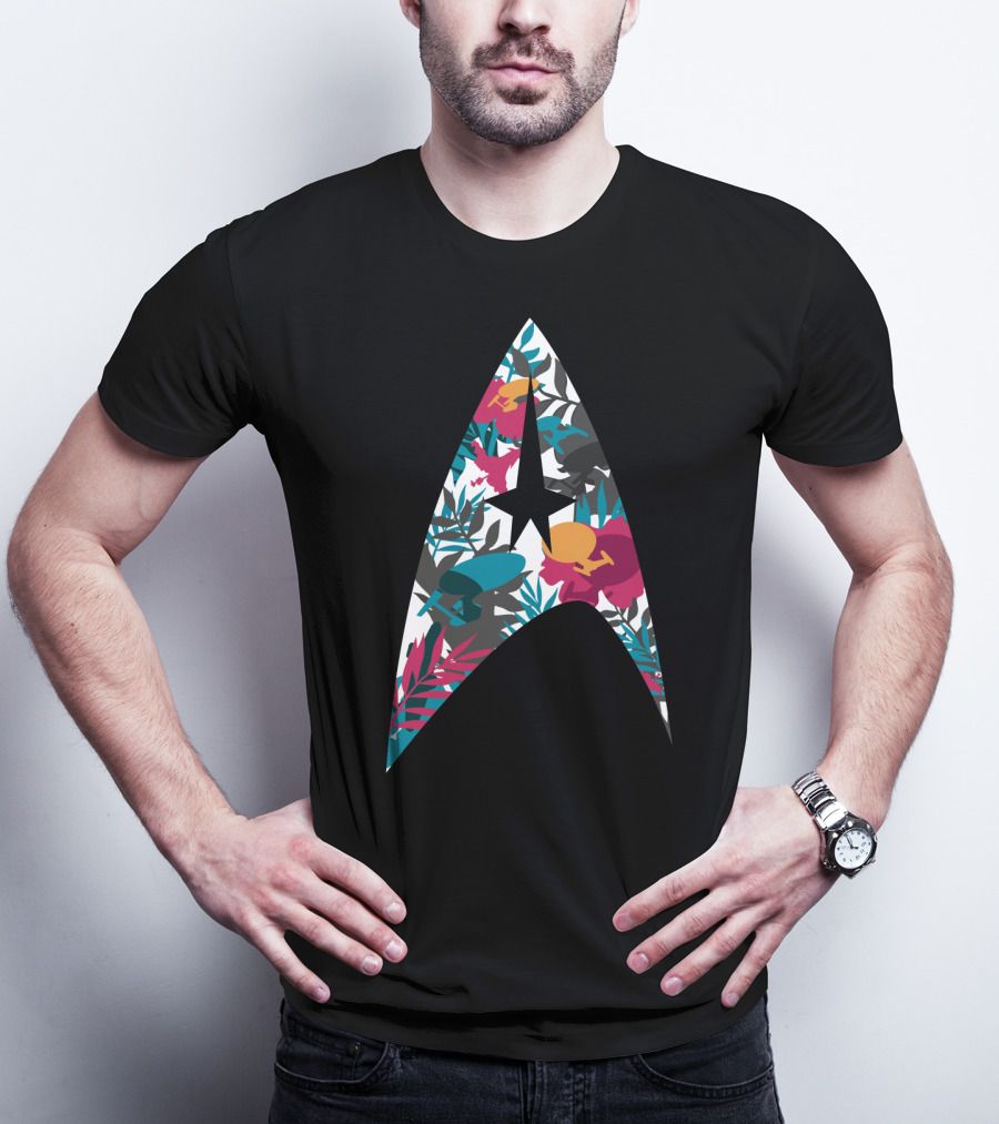 Tropical Starfleet Star Trek Floral Badge T-Shirt