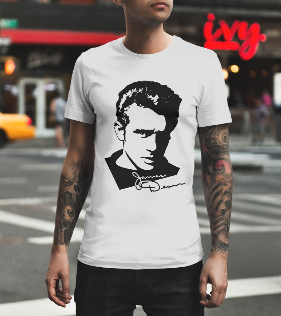 James Dean Portrait With Signature T-Shirt