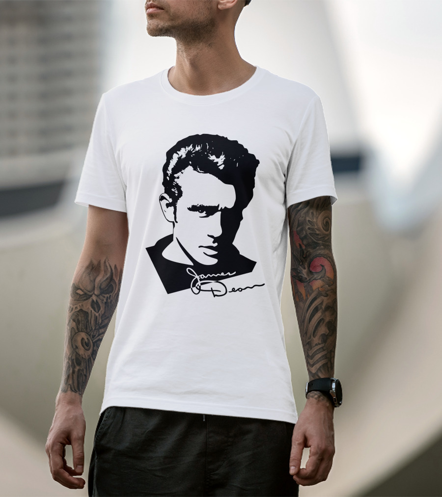 James Dean Portrait With Signature T-Shirt