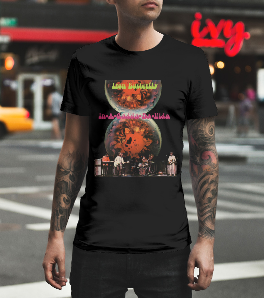 Iron Butterfly In-A-Gadda-Da-Vida Album Cover Retro Band Performance T-Shirt