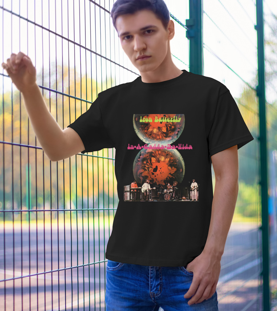 Iron Butterfly In-A-Gadda-Da-Vida Album Cover Retro Band Performance T-Shirt