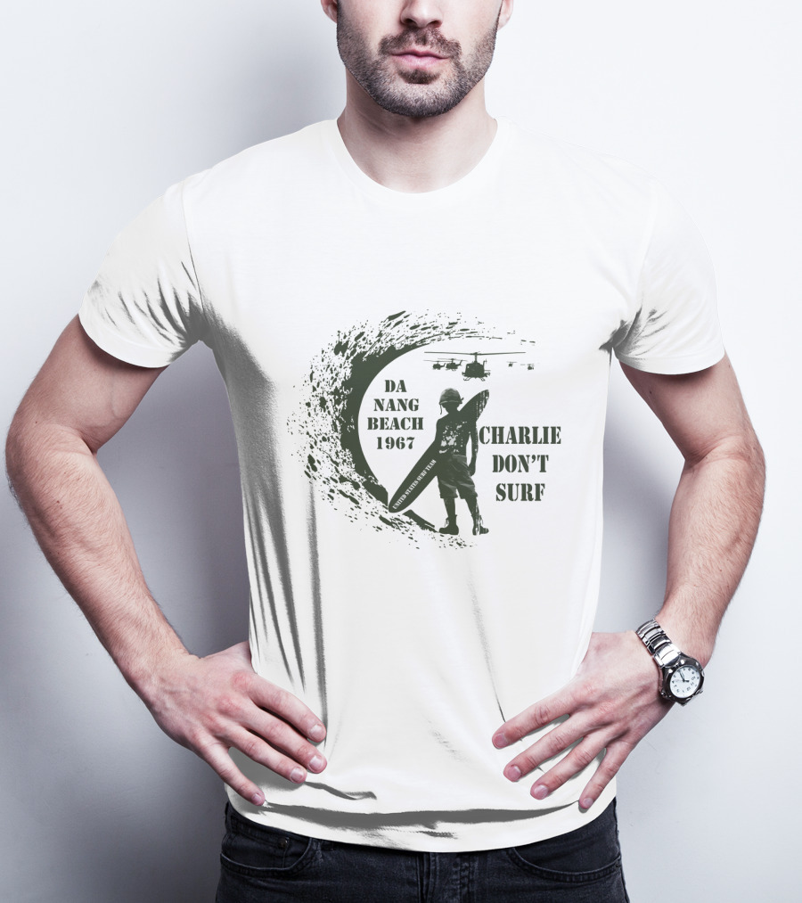 Da Nang Beach 1967 Charlie Don't Surf Helicopters T-Shirt