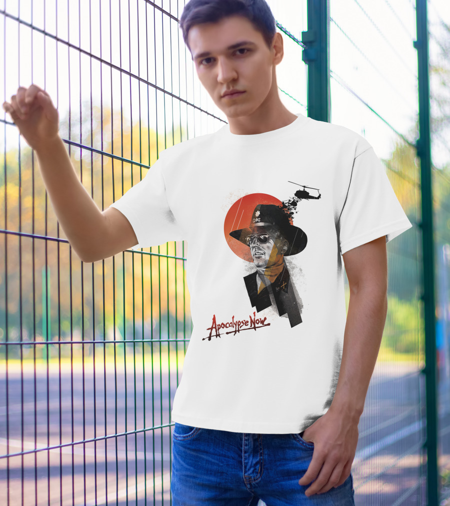 Apocalypse Now Helicopter And Soldier With Red Sun Iconography T-Shirt