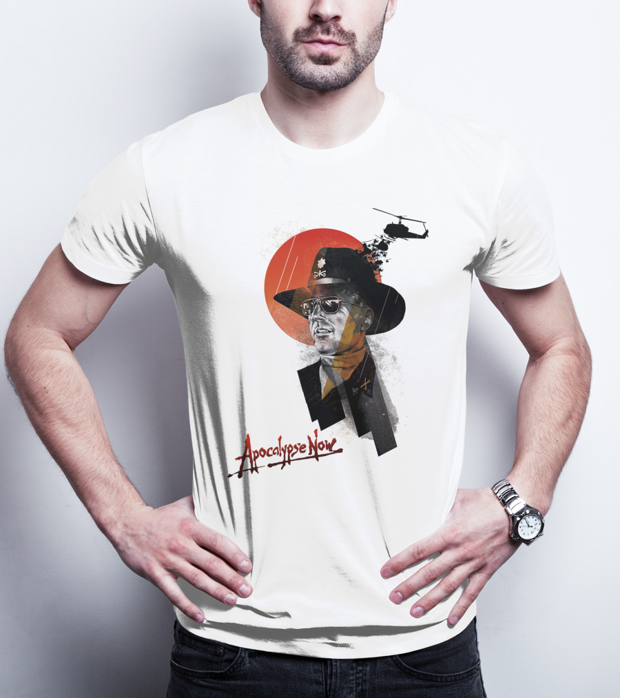 Apocalypse Now Helicopter And Soldier With Red Sun Iconography T-Shirt