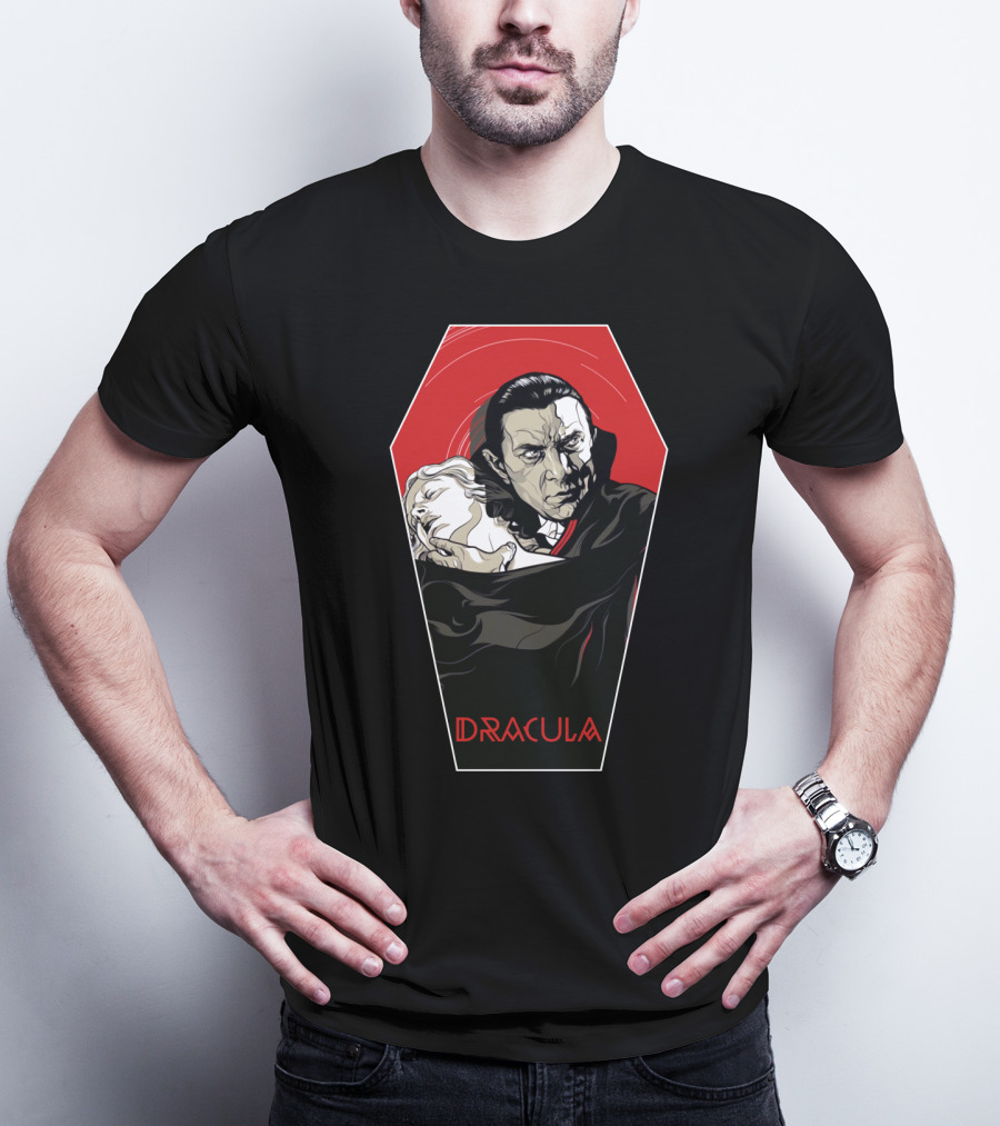 Dracula 1931 Bela Lugosi Vampire Horror Coffin Red Black Iconic Film T-Shirt
