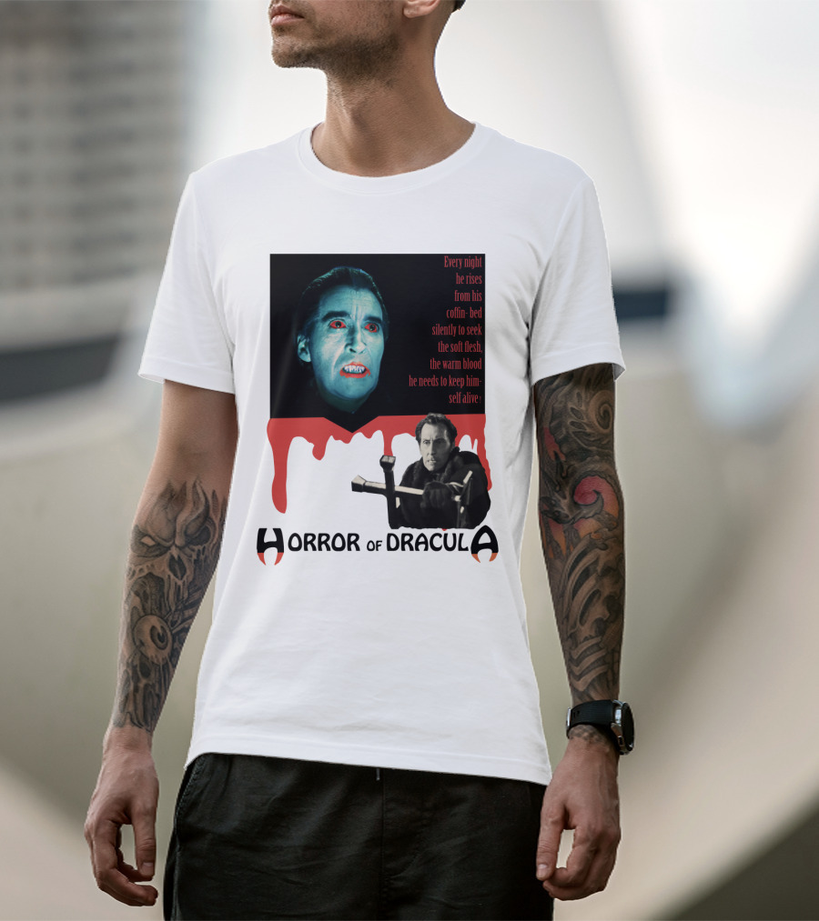 Every Night He Rises From His Coffin-Bed To Seek Blood Horror Of Dracula T-Shirt