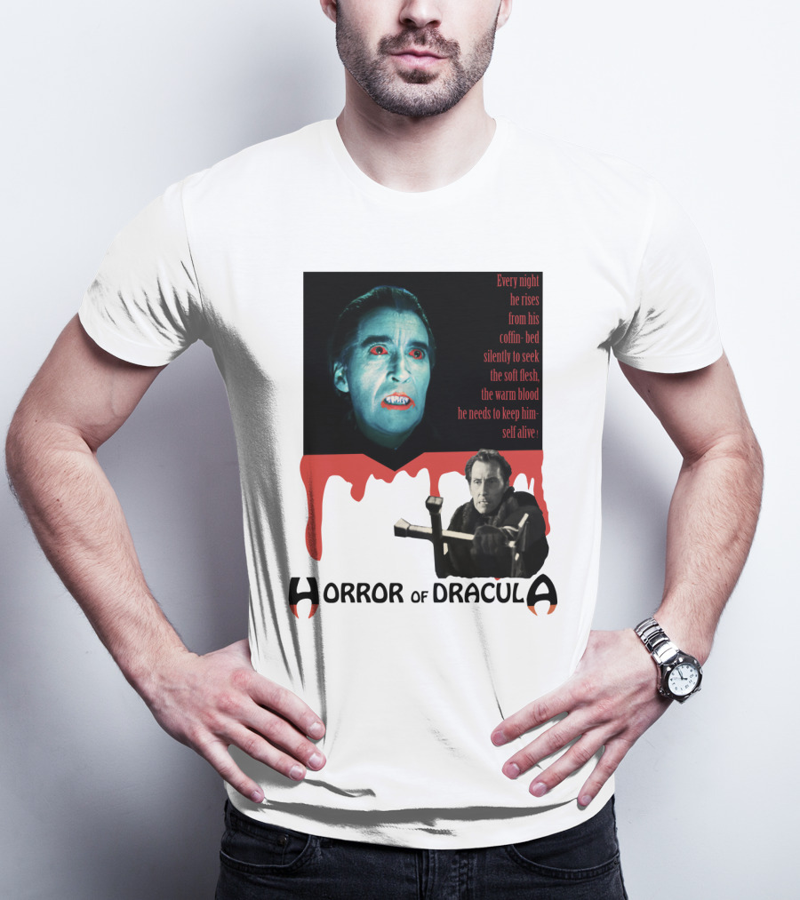 Every Night He Rises From His Coffin-Bed To Seek Blood Horror Of Dracula T-Shirt