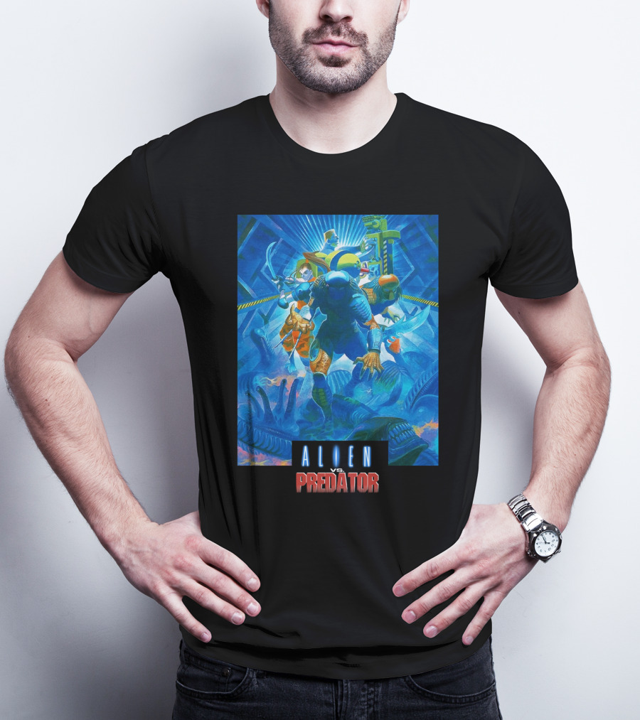 Alien Vs. Predator Retro Video Game Cover T-Shirt