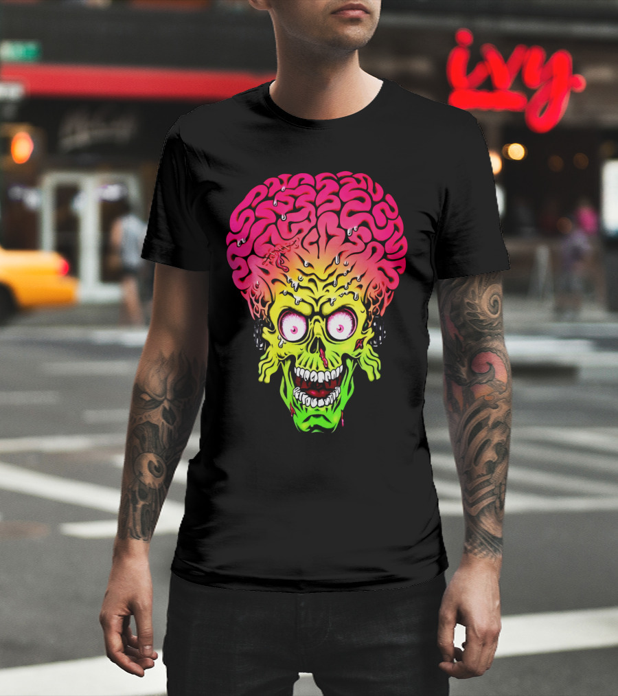 Mars Attacks Alien Brain Zombie Head T-Shirt
