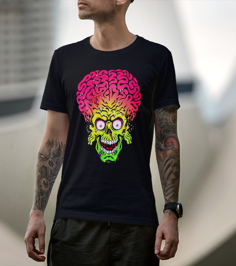 Mars Attacks Alien Brain Zombie Head T-Shirt