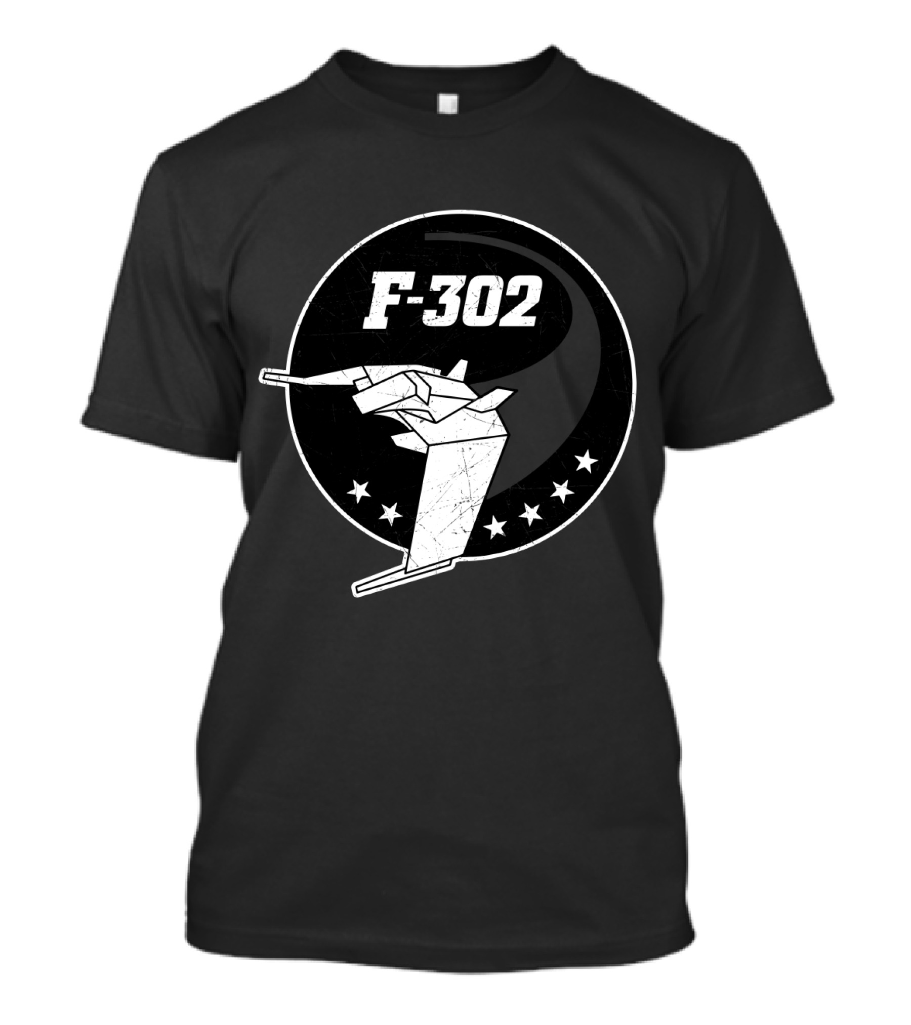 F-302 Stargate Emblem With Fighter Jet And Stars T-Shirt