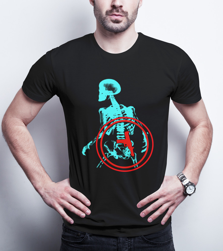 Total Recall X-Ray Skeleton With Gun T-Shirt