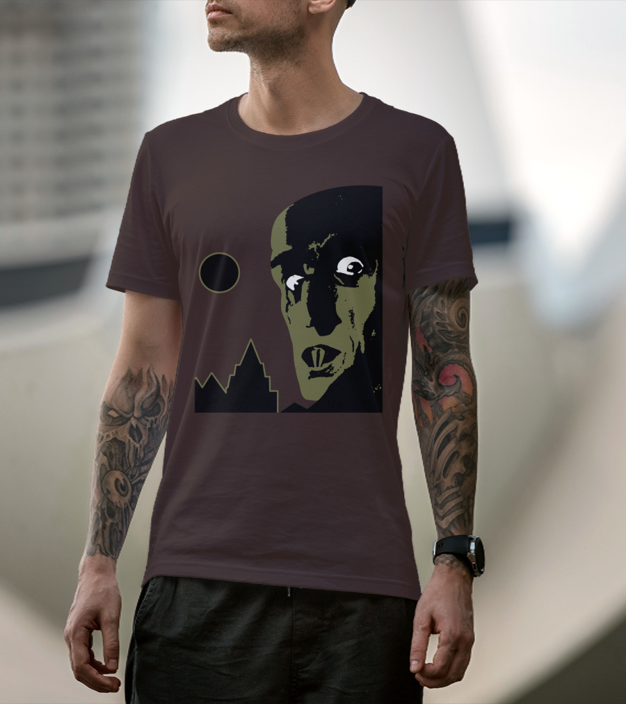 Nosferatu The Vampyre 1979 Iconic Horror Vampire Portrait With Castle And Moon T-Shirt