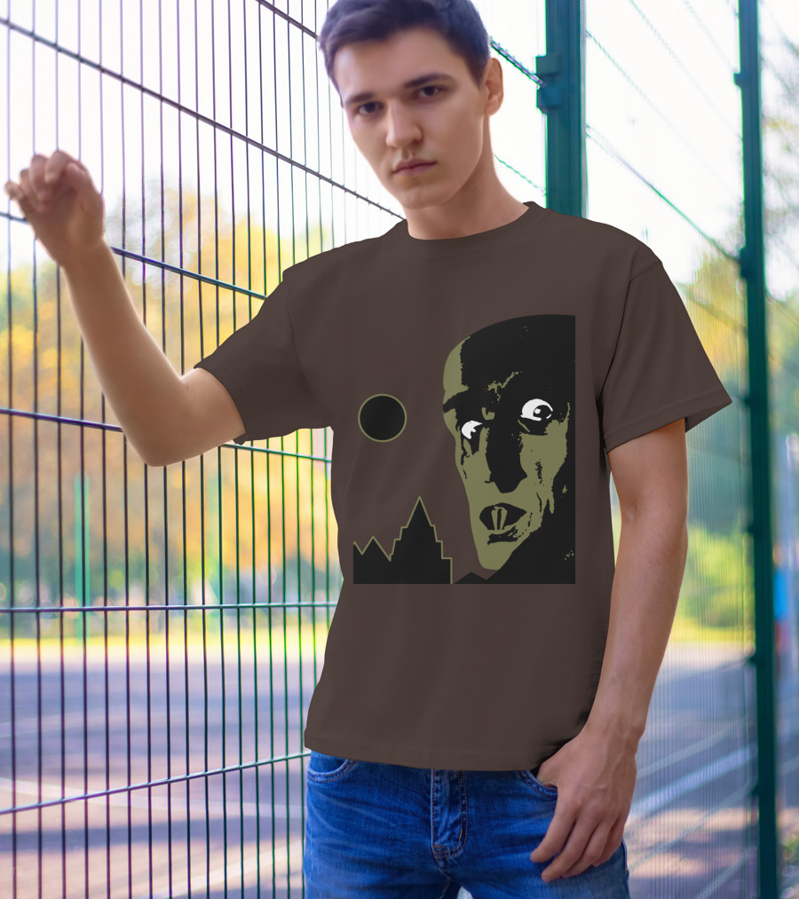 Nosferatu The Vampyre 1979 Iconic Horror Vampire Portrait With Castle And Moon T-Shirt
