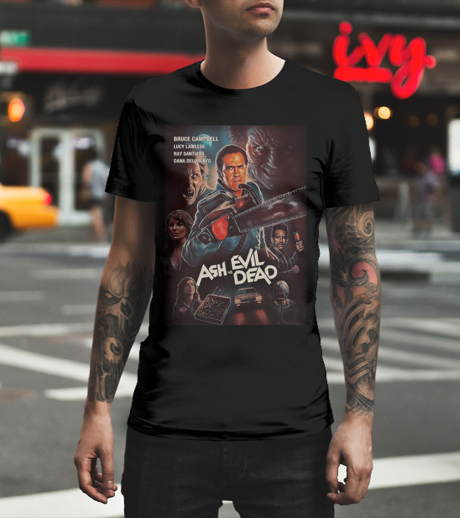 Bruce Campbell Ash Vs. Evil Dead Chainsaw Horror T-Shirt
