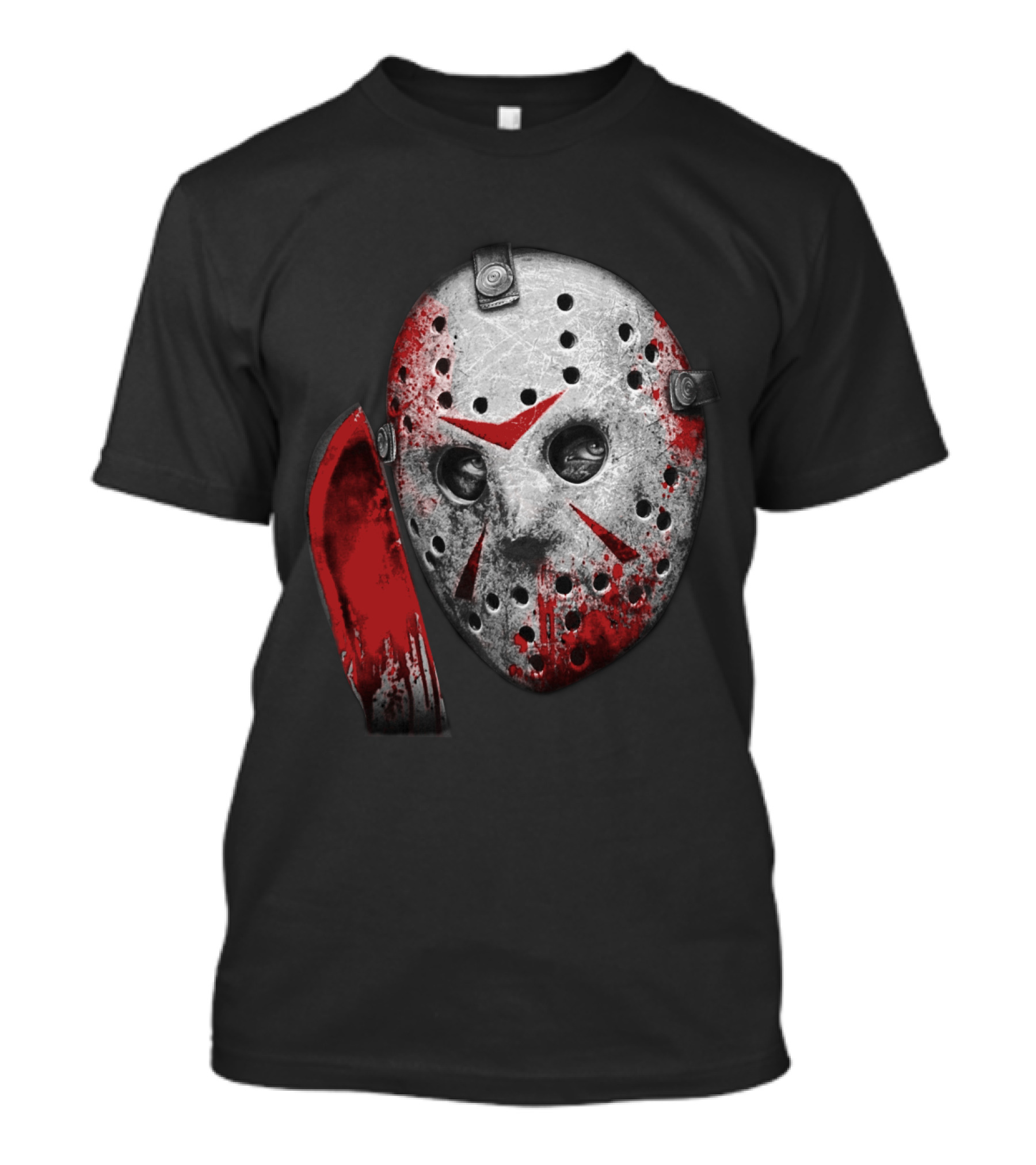 Friday The 13th Movie Jason Voorhees Mask With Bloody Machete Face T-Shirt