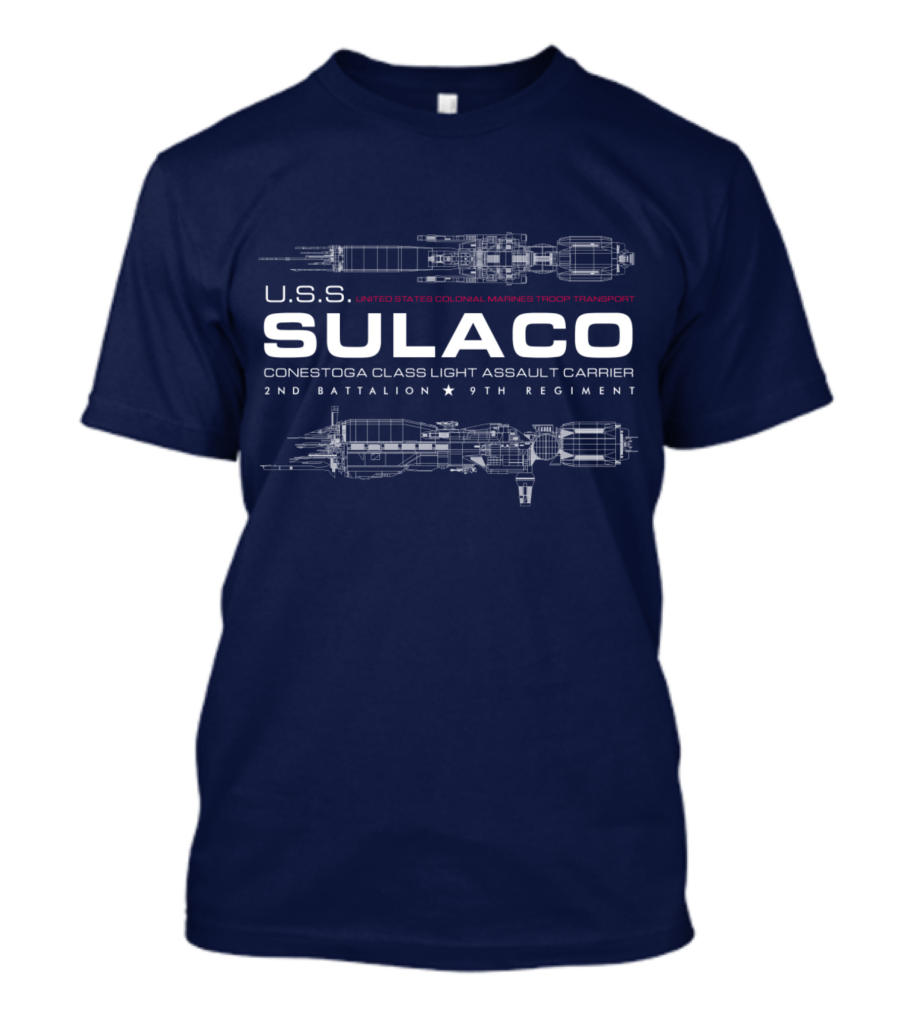 USS Sulaco United States Colonial Marines Troop Transport Conestoga Class Light Assault Carrier 2nd Battalion 9th Regiment T-Shirt