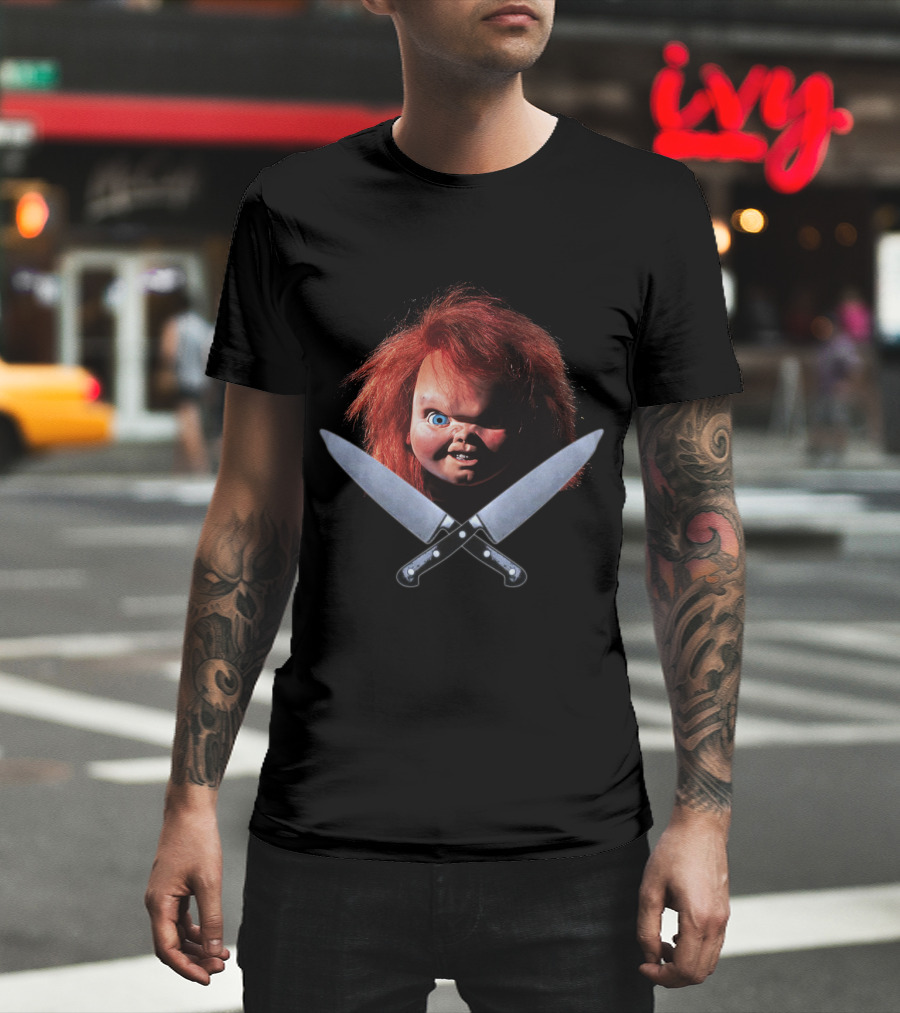 Chucky Doll With Crossed Knives From Child's Play T-Shirt