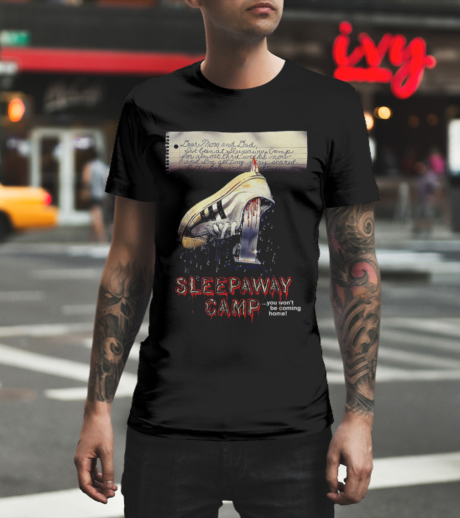 Sleepaway Camp You Won't Be Coming Home Bloody Shoe Note T-Shirt