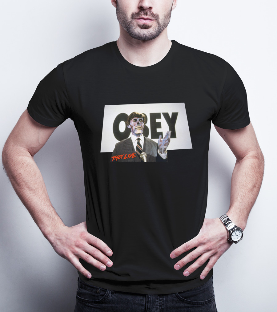 They Live OBEY Sci-Fi Alien Figure T-Shirt