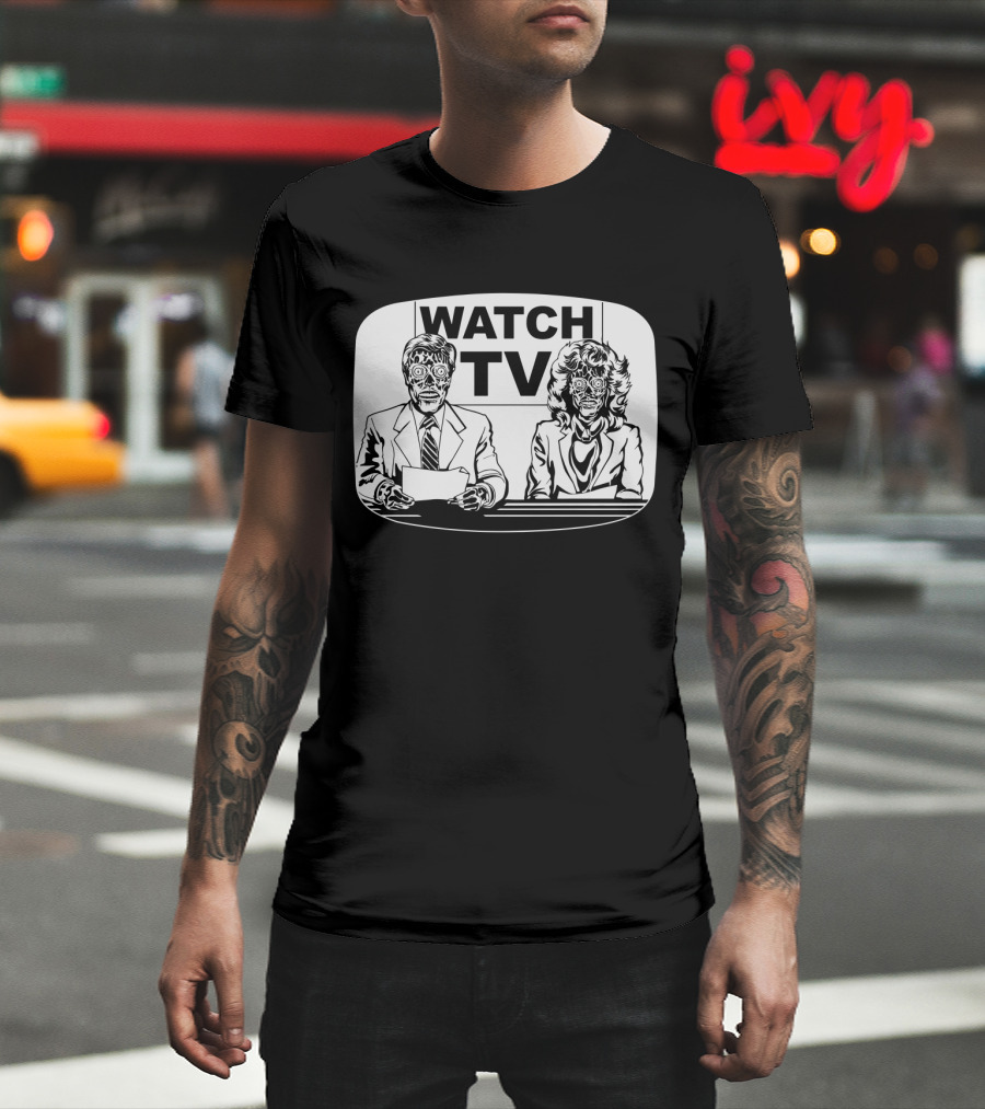 Watch TV They Live News Anchors Alien Faces T-Shirt