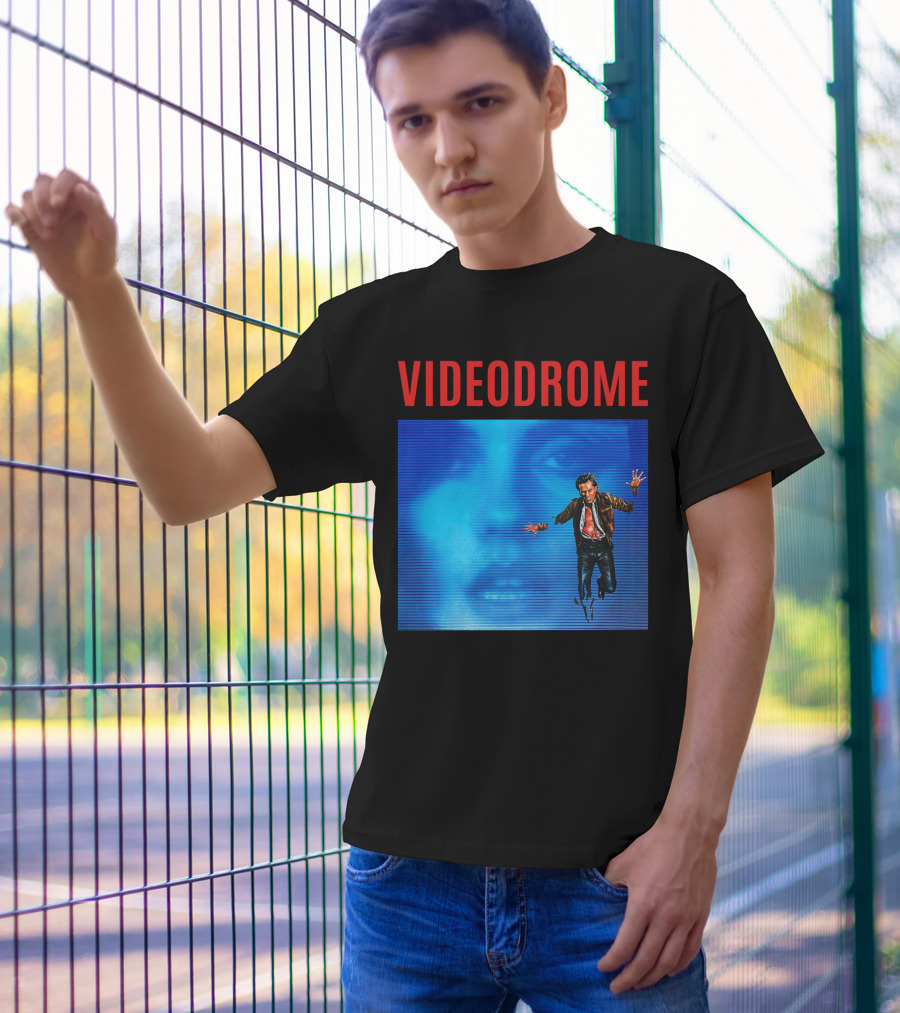 Videodrome Blue Screen Face And Man Jumping T-Shirt