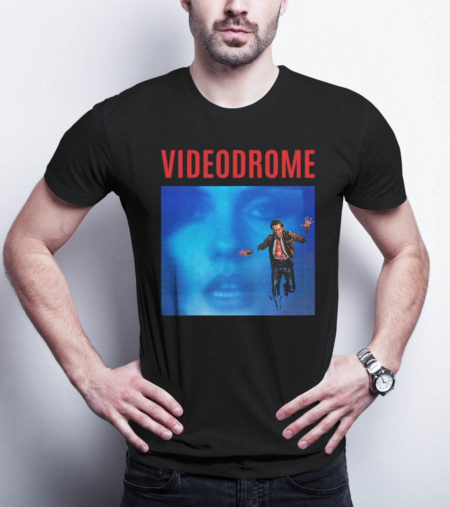 Videodrome Blue Screen Face And Man Jumping T-Shirt