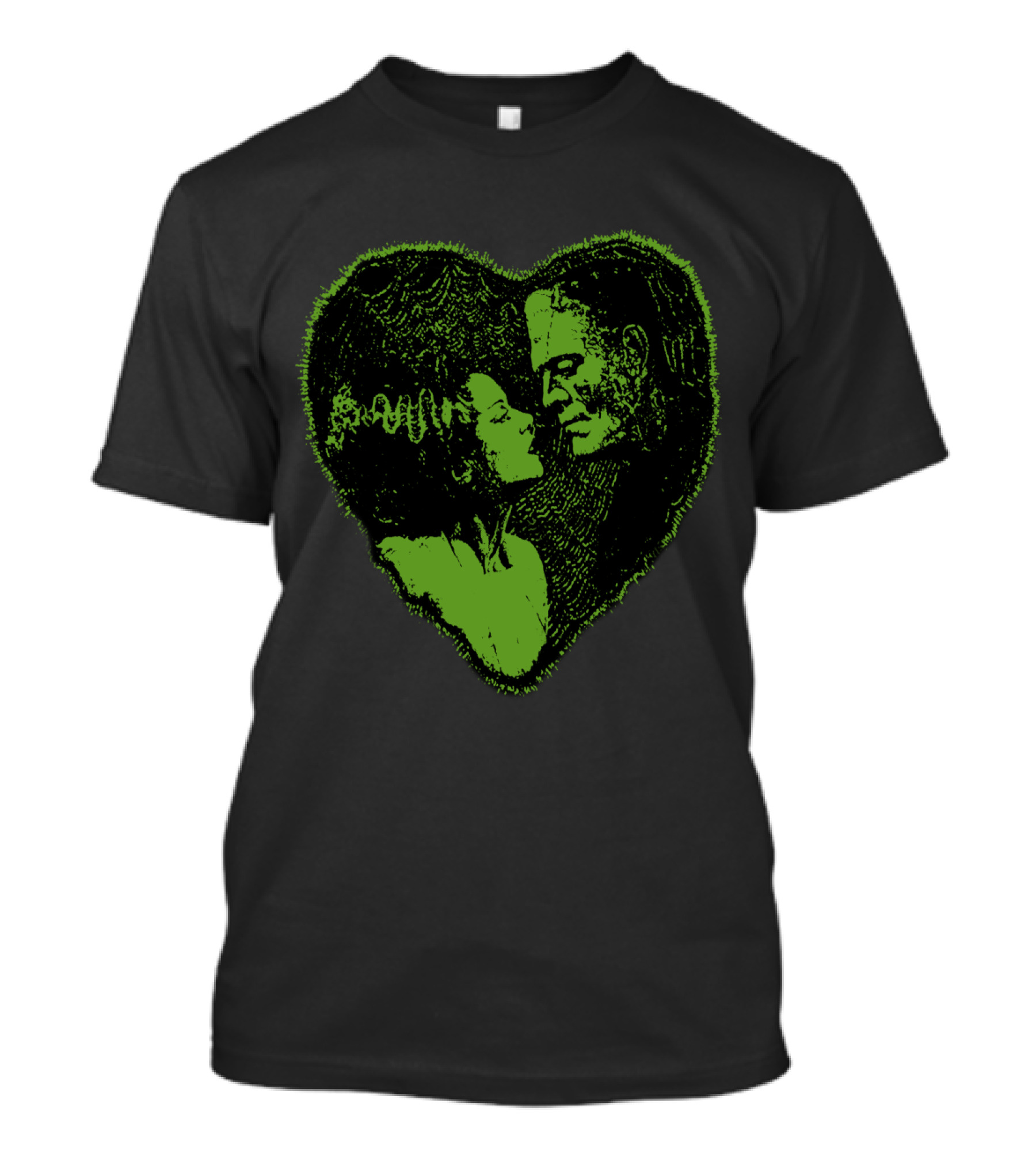 Frankenstein And Bride Heart Embrace Retro Horror Walking Dead TV Show Look T-Shirt