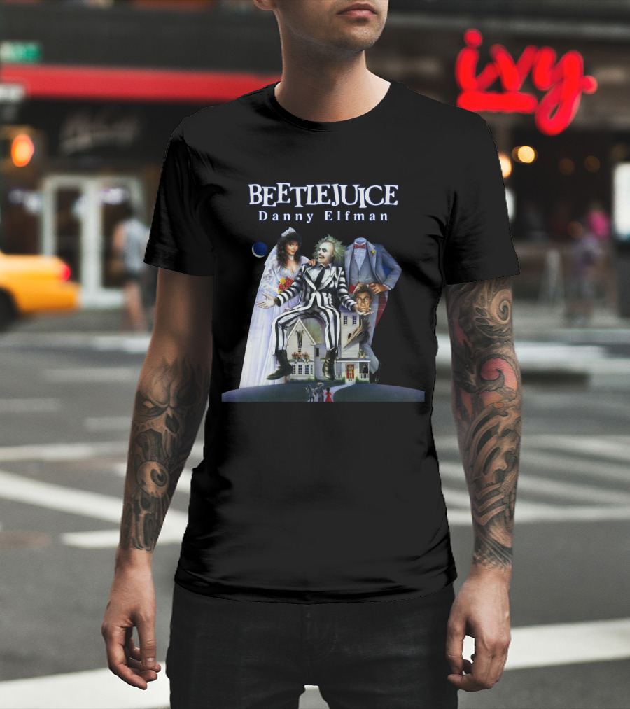 Beetlejuice Danny Elfman Striped Suit House Wedding Scene T-Shirt