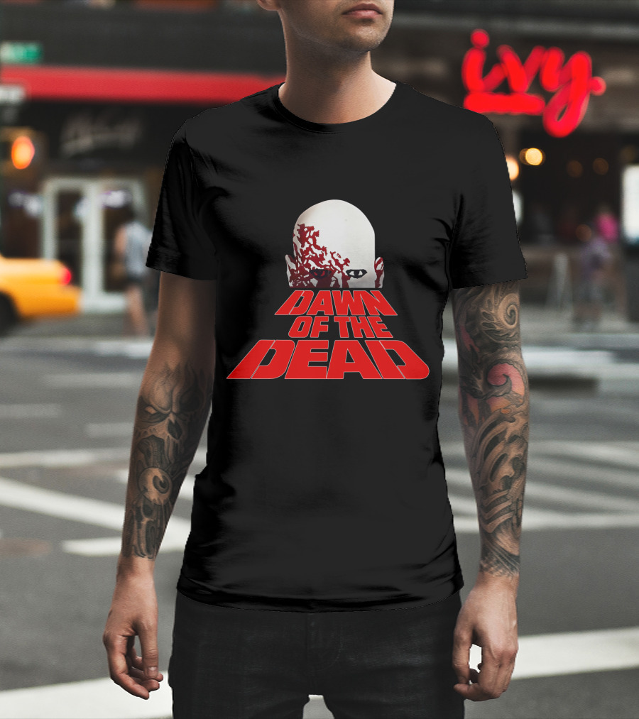 Dawn Of The Dead Zombie Head Red Text T-Shirt