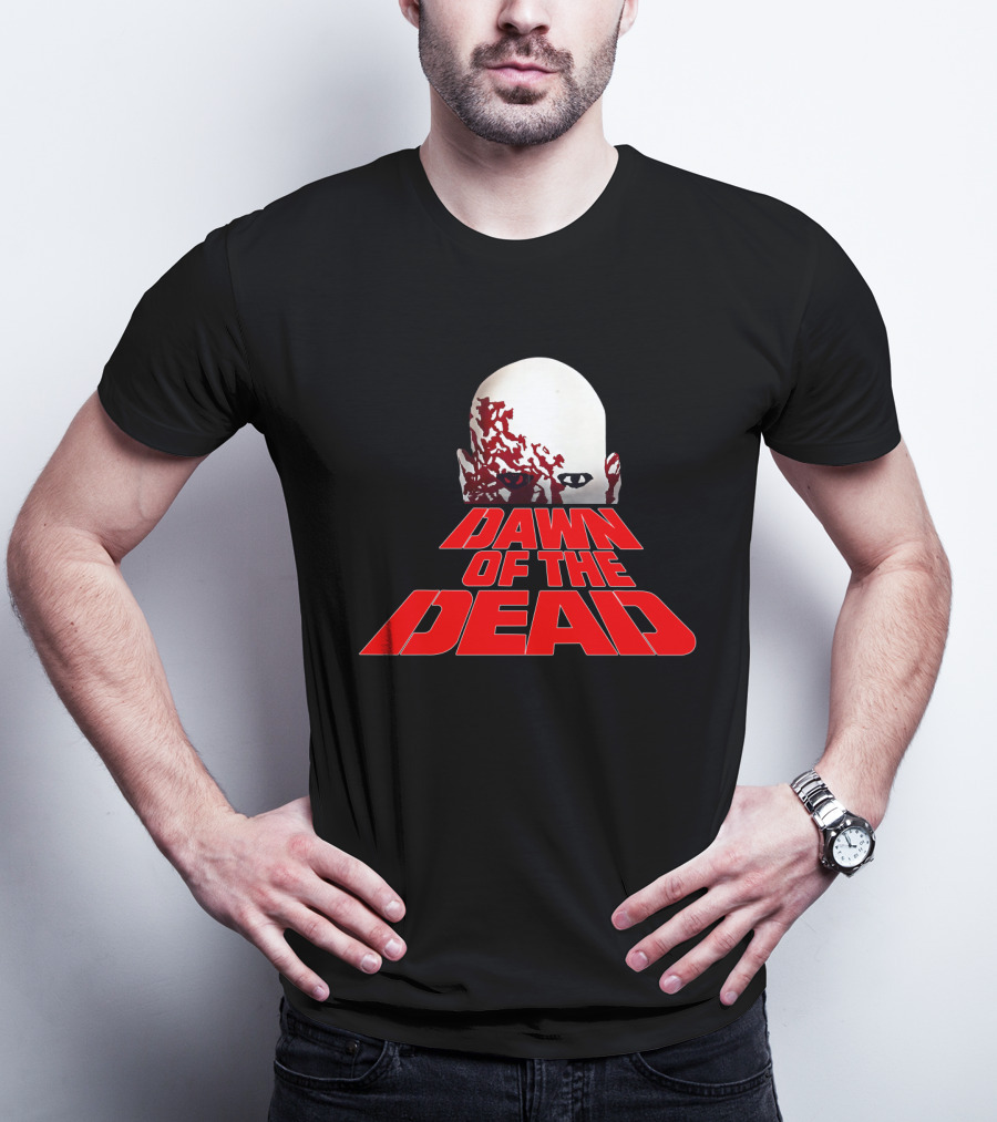 Dawn Of The Dead Zombie Head Red Text T-Shirt