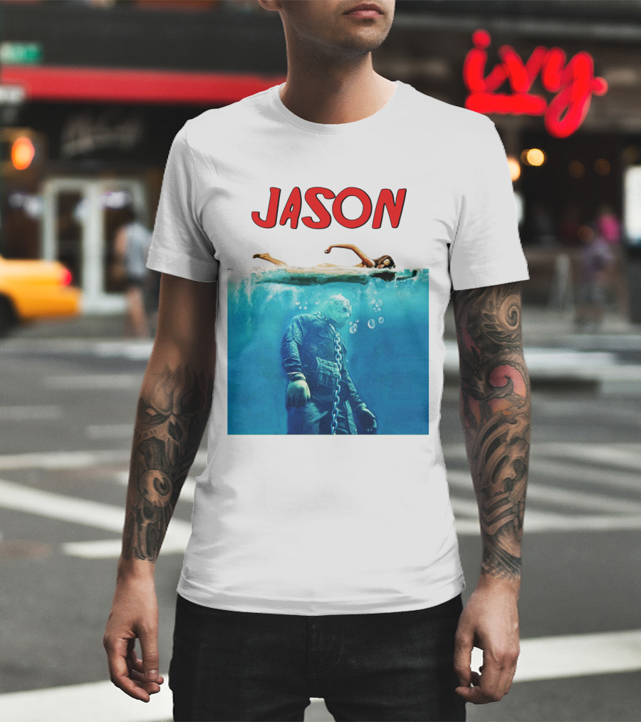 Jaws Jason Voorhees Underwater Horror Mashup T-Shirt