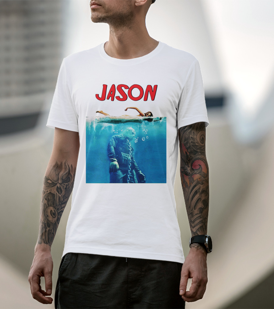 Jaws Jason Voorhees Underwater Horror Mashup T-Shirt